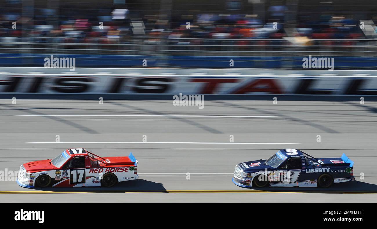 Timothy Peters (17) leads William Byron (9) during the NASCAR Camping ...