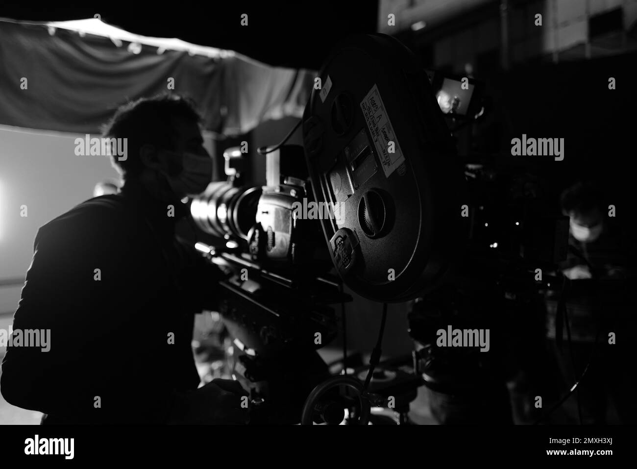 Tv television cameraman camera man Black and White Stock Photos ...