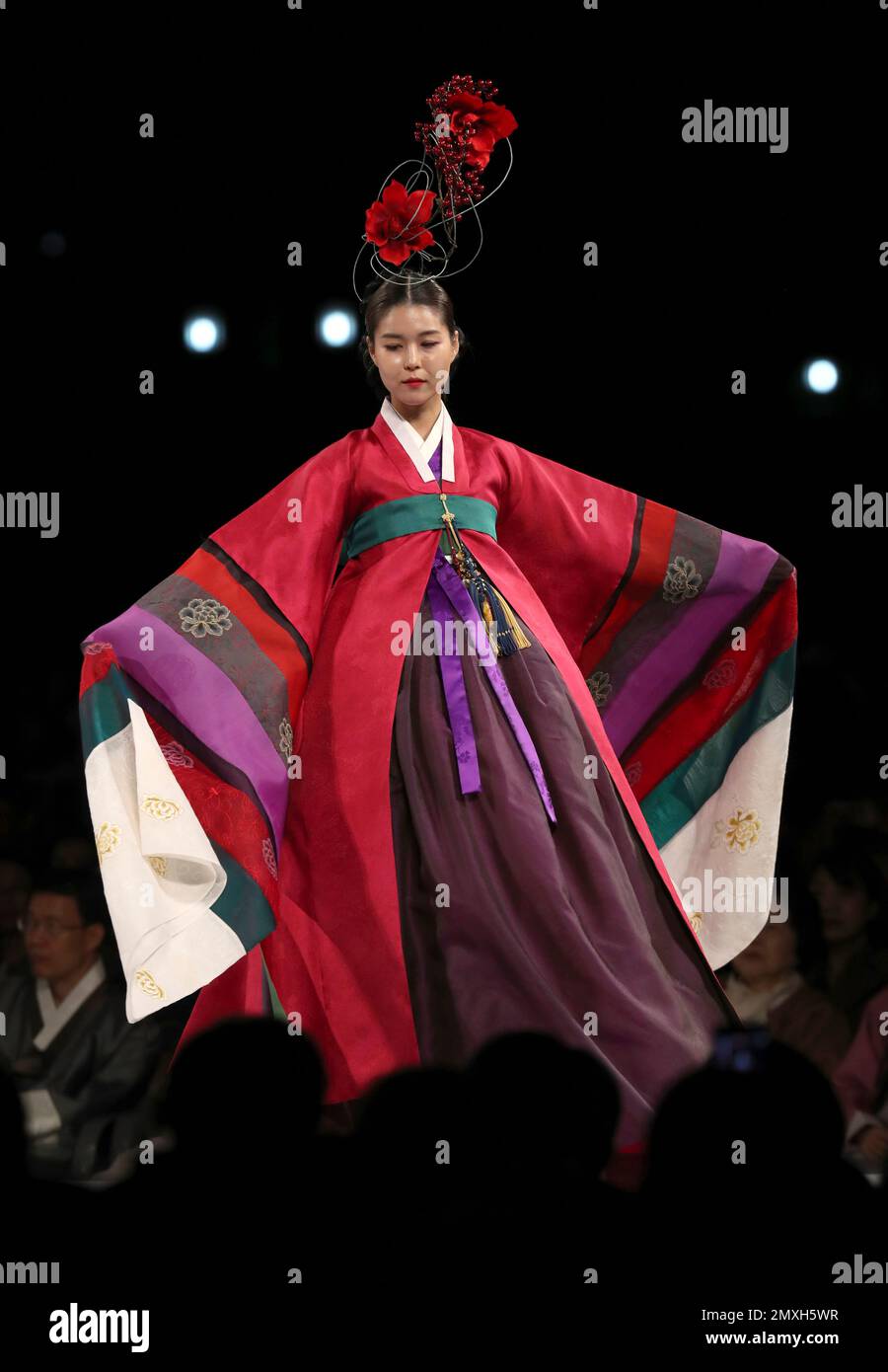 A model wears a traditional South Korean "Hanbok" during a Hanbok ...