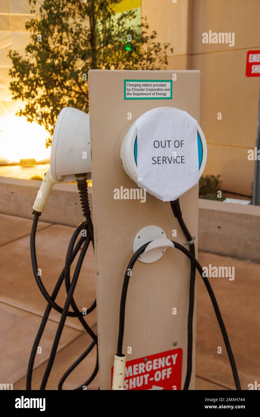 Broken EV Charging Station Stock Photo - Alamy
