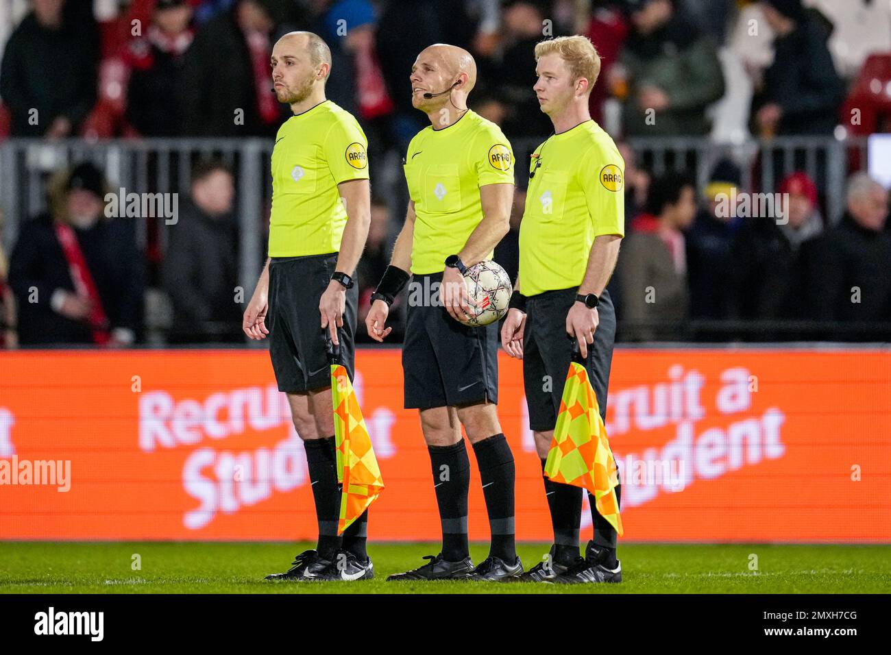 ALMERE, NETHERLANDS - FEBRUARY 3: assistant referee Nils van Kampen ...