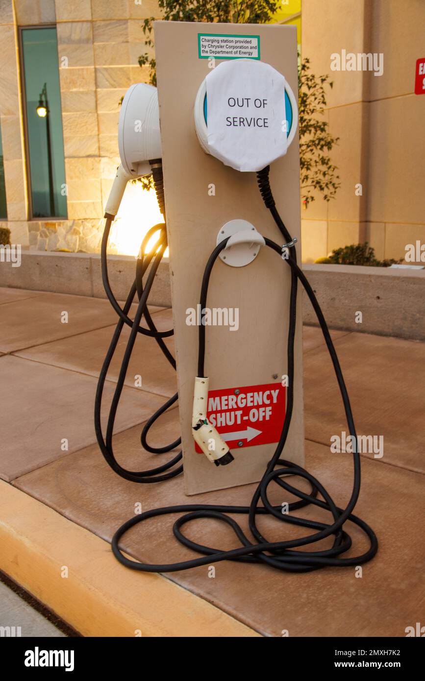 Broken EV Charging Station Stock Photo - Alamy