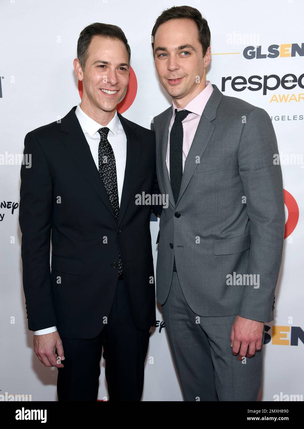Todd Spiewak, left, and Jim Parsons arrive at the GLSEN Respect Awards ...