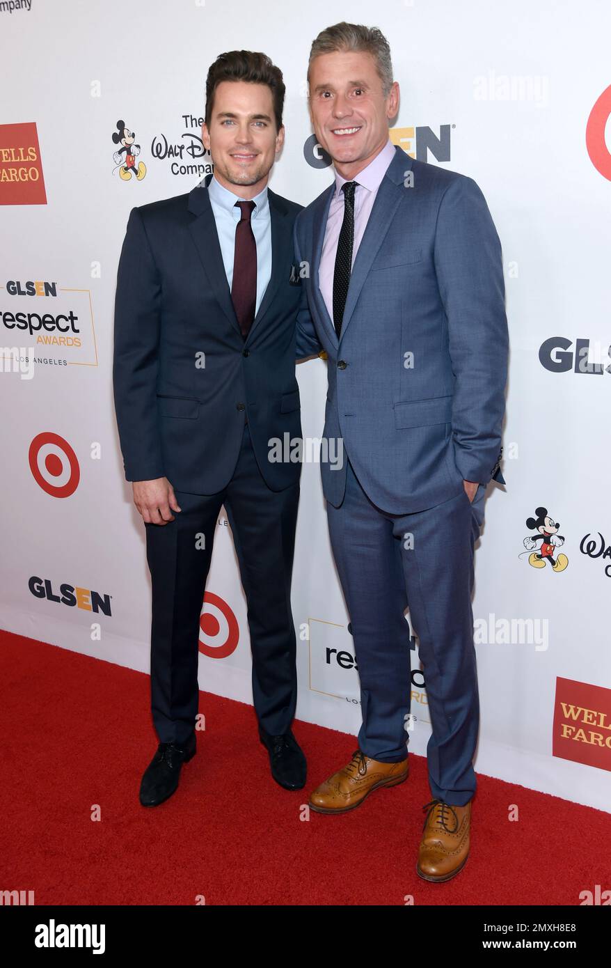 Matt Bomer, left, and Simon Halls arrive at the GLSEN Respect Awards at ...