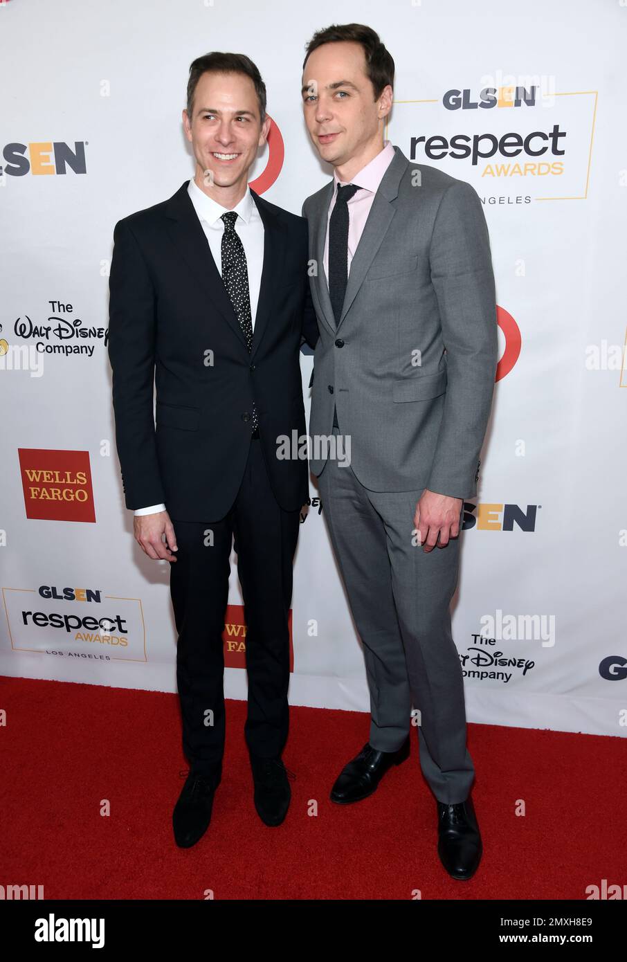 Todd Spiewak, left, and Jim Parsons arrive at the GLSEN Respect Awards ...