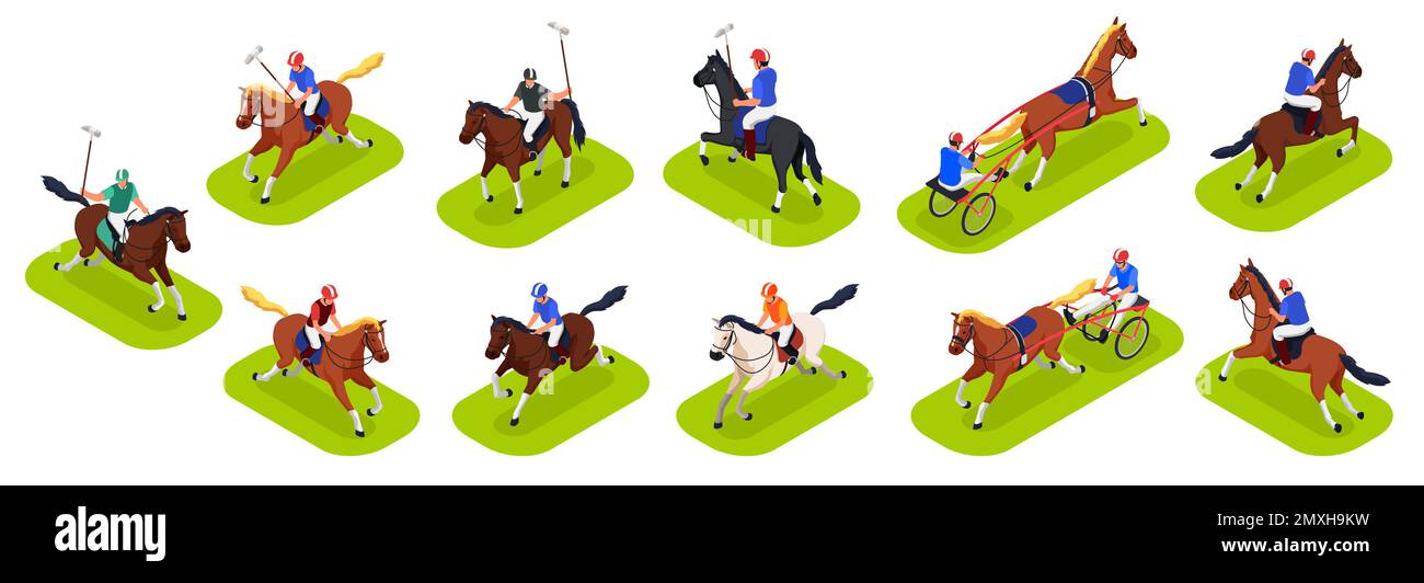 Equestrian sport concept set with horse racing and riding symbols ...
