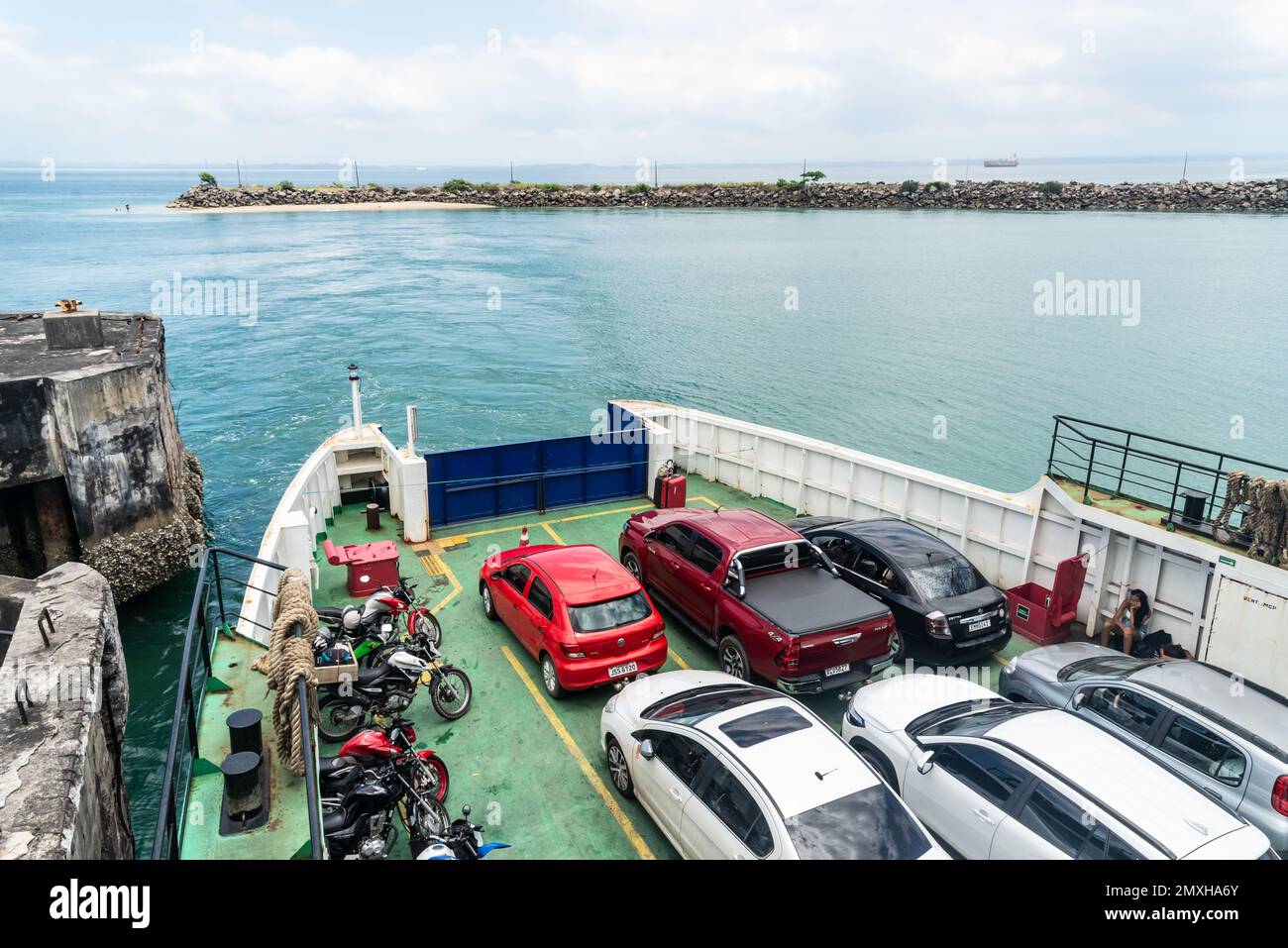 Itaparica, Bahia, Brazil - January 24, 2023: Ferry-boat loaded with ...