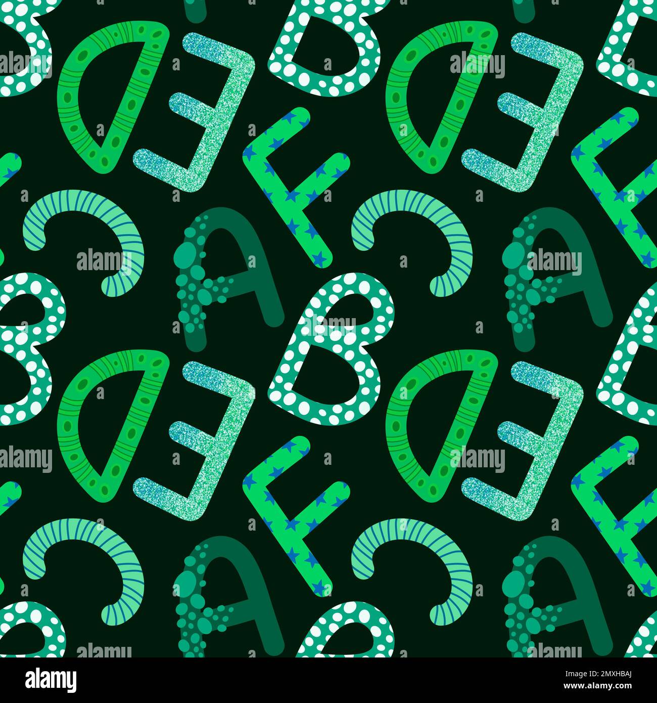 Cartoon alphabet seamless kids letter pattern for wrapping paper and ...