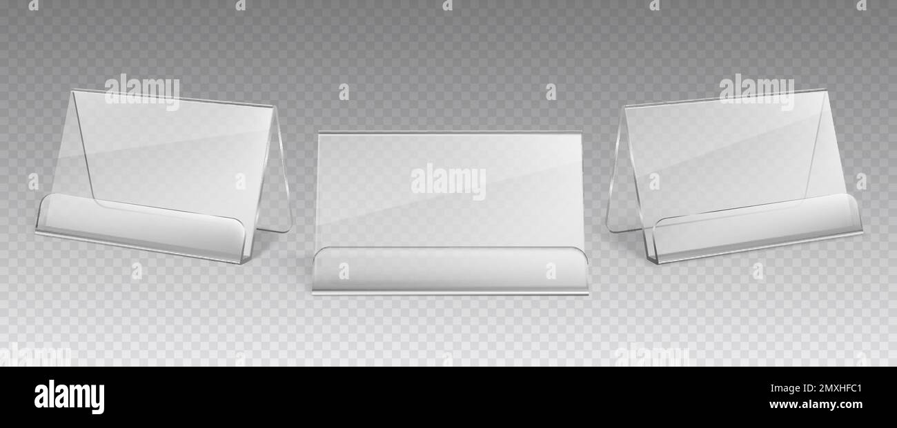 Plastic glass table stand set at different angles of vision transparent ...