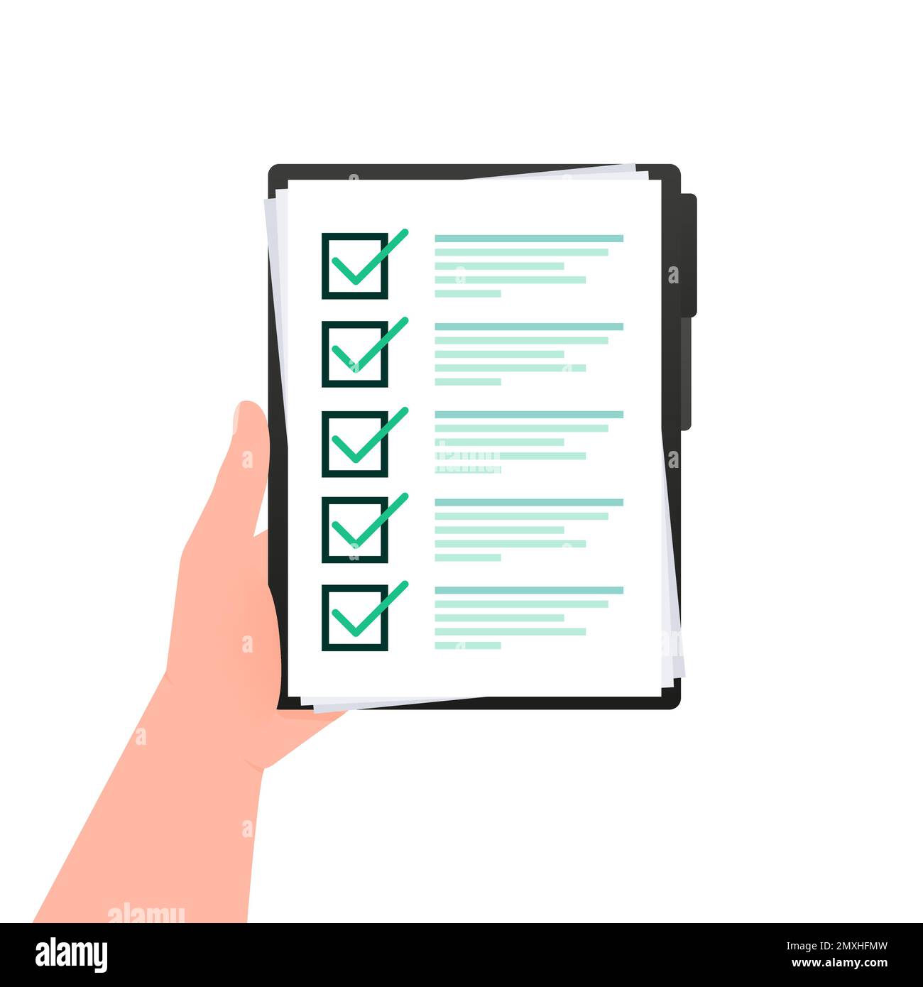 Checklist clipboard, check list and check marks. To-do list, survey ...