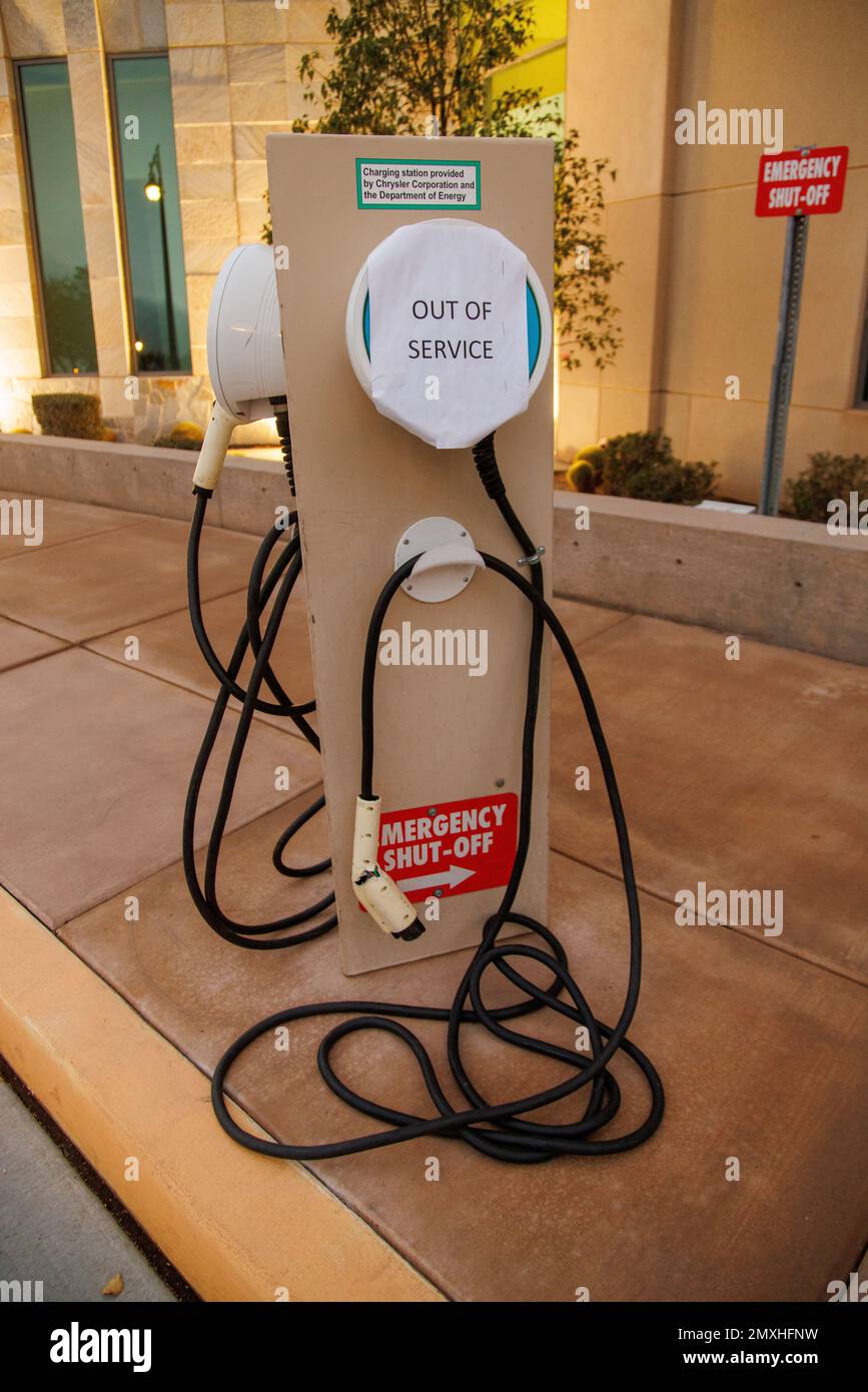 Broken EV Charging Station Stock Photo - Alamy