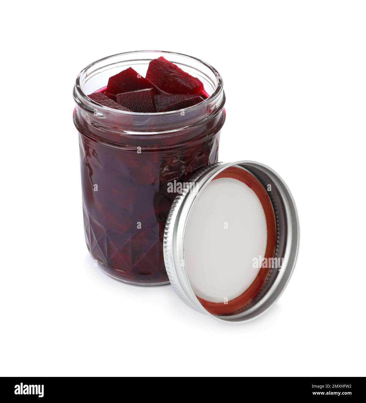 Pickled beets in jar isolated on white Stock Photo - Alamy