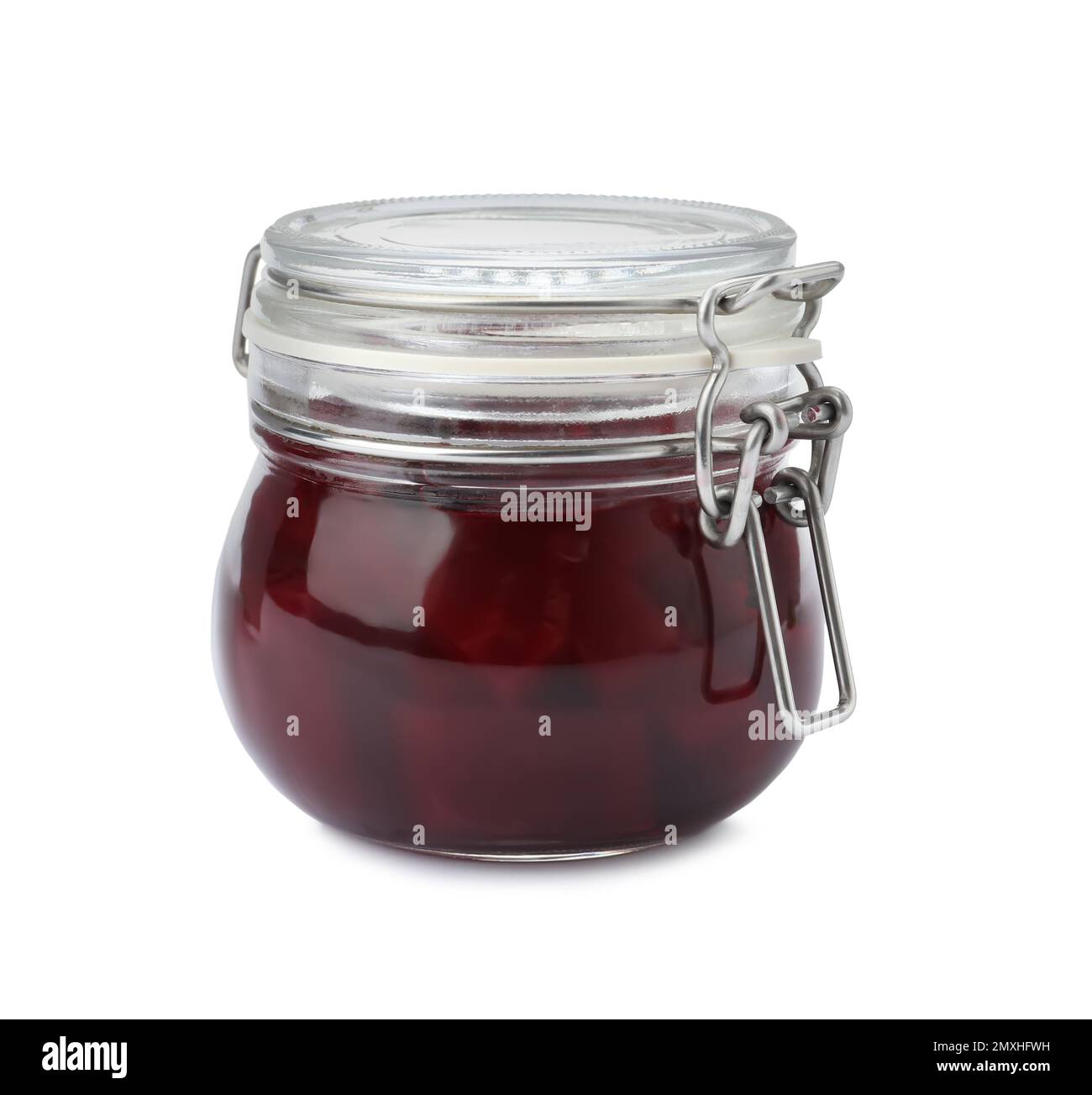Pickled beets in jar isolated on white Stock Photo - Alamy