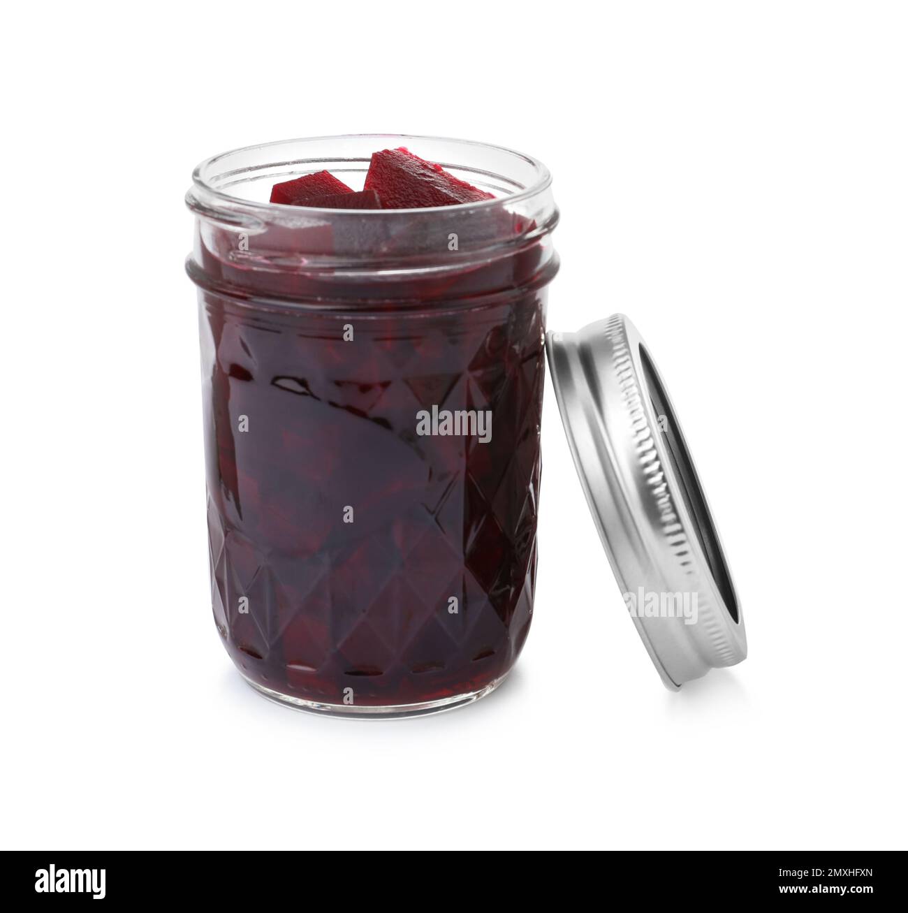Pickled beets in jar isolated on white Stock Photo - Alamy