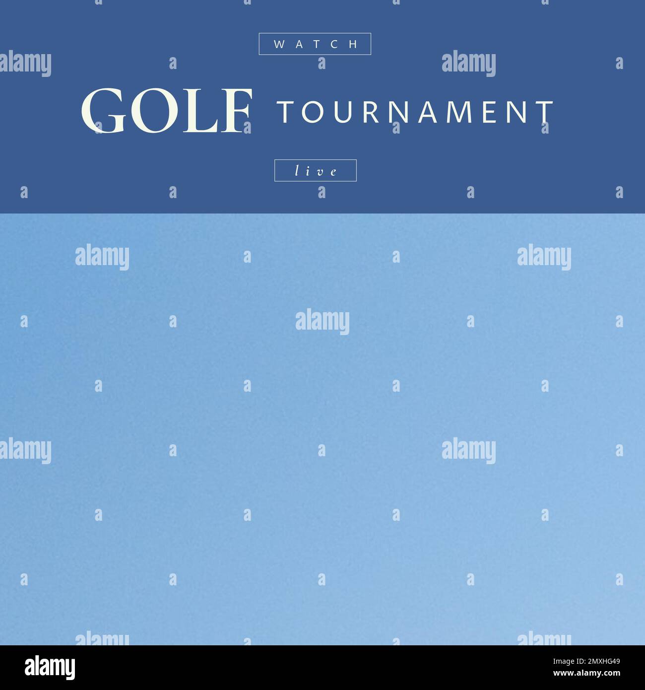 Square image of golf tournament over dark and light blue background ...