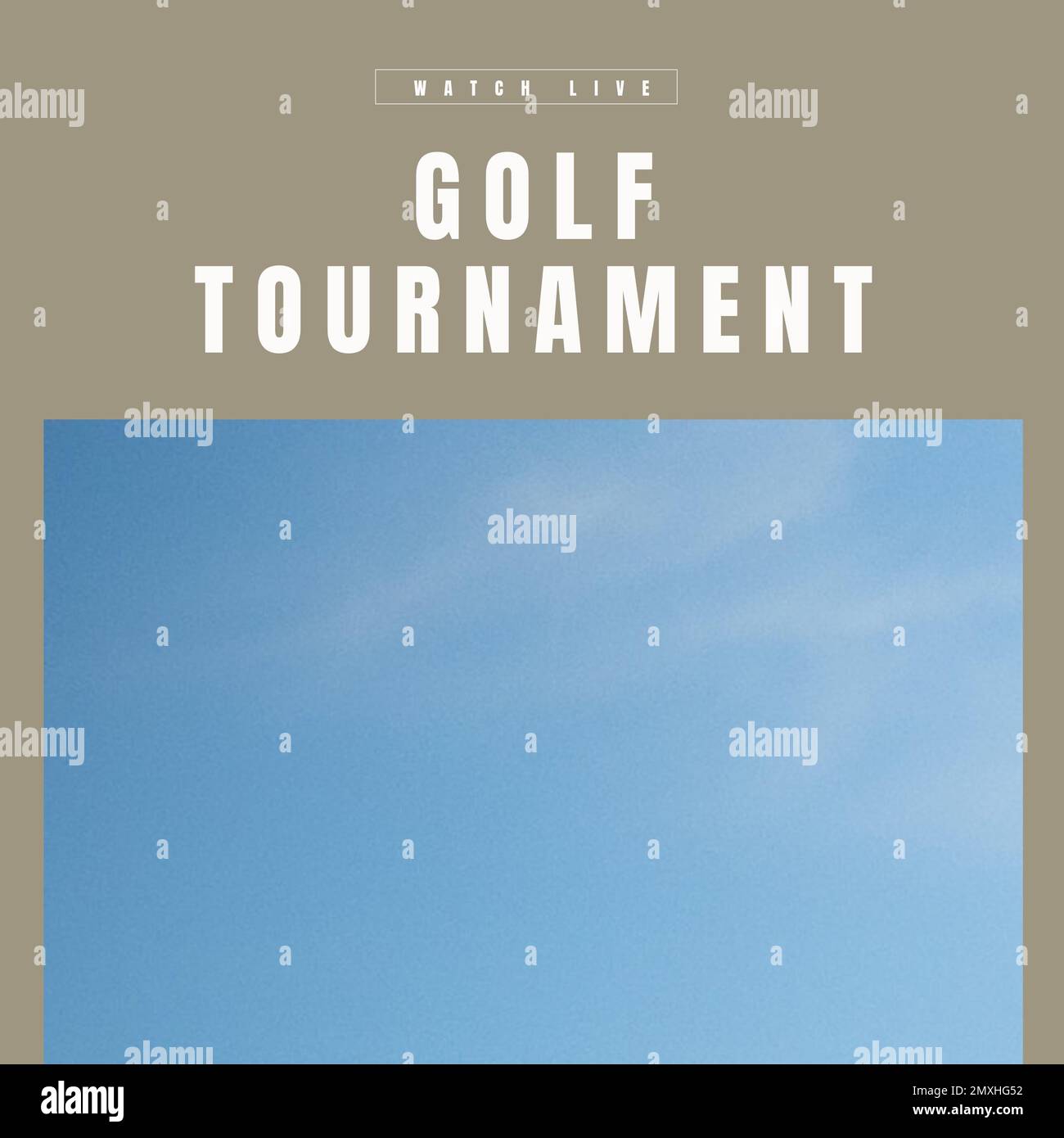 Square image of golf tournament over grey and blue background with copy ...
