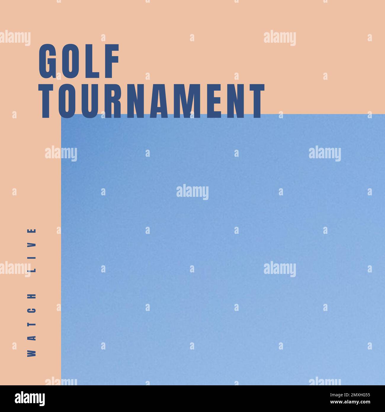 Square image of golf tournament over orange and blue background with ...