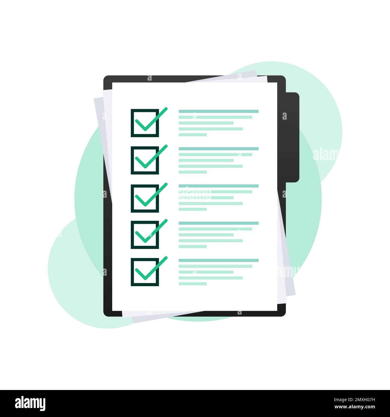 Checklist clipboard, check list and check marks. To-do list, survey ...