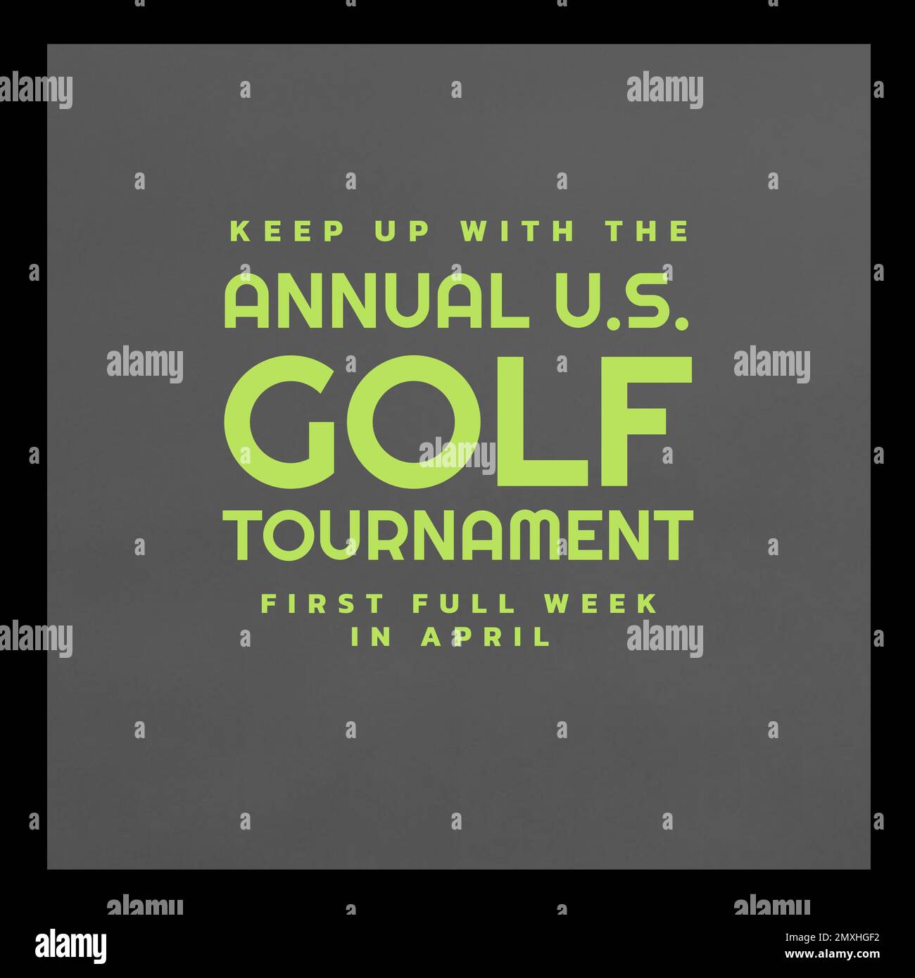 Square image of annual us golf tournament over grey background with ...