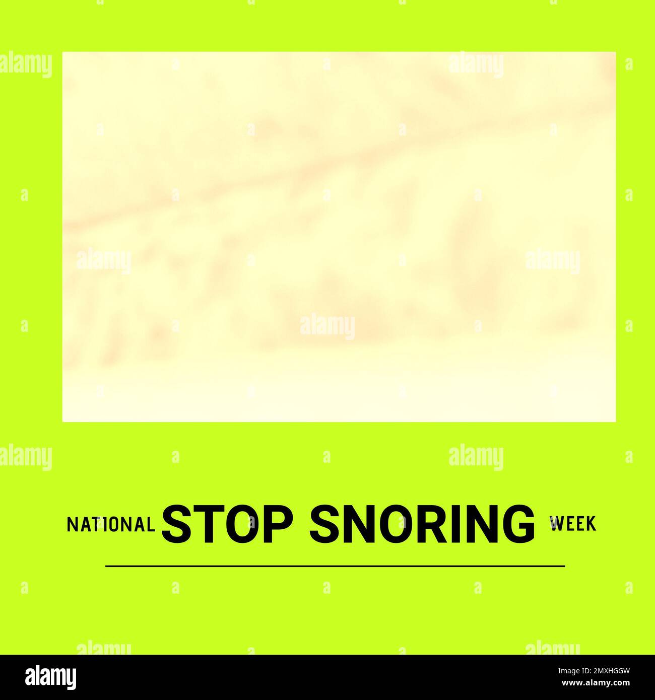 Composition of stop snoring week text and copy space on green ...