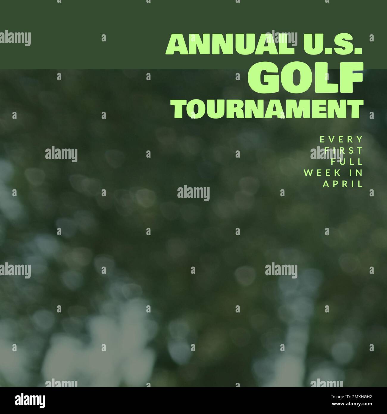 Square image of annual us golf tournament over blurred green background ...