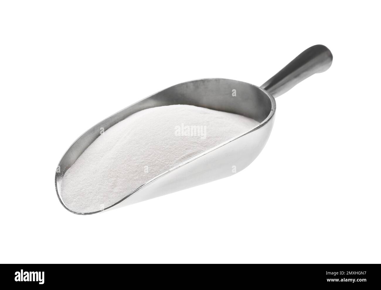 Metal scoop of baking soda isolated on white Stock Photo - Alamy