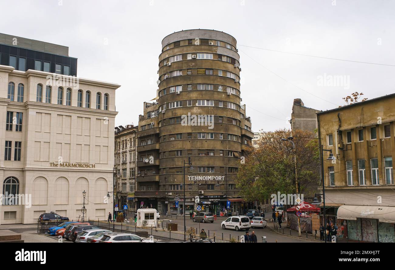 Bucharest, Romania - November 14, 2022: The so-called Tehnoimport Block ...
