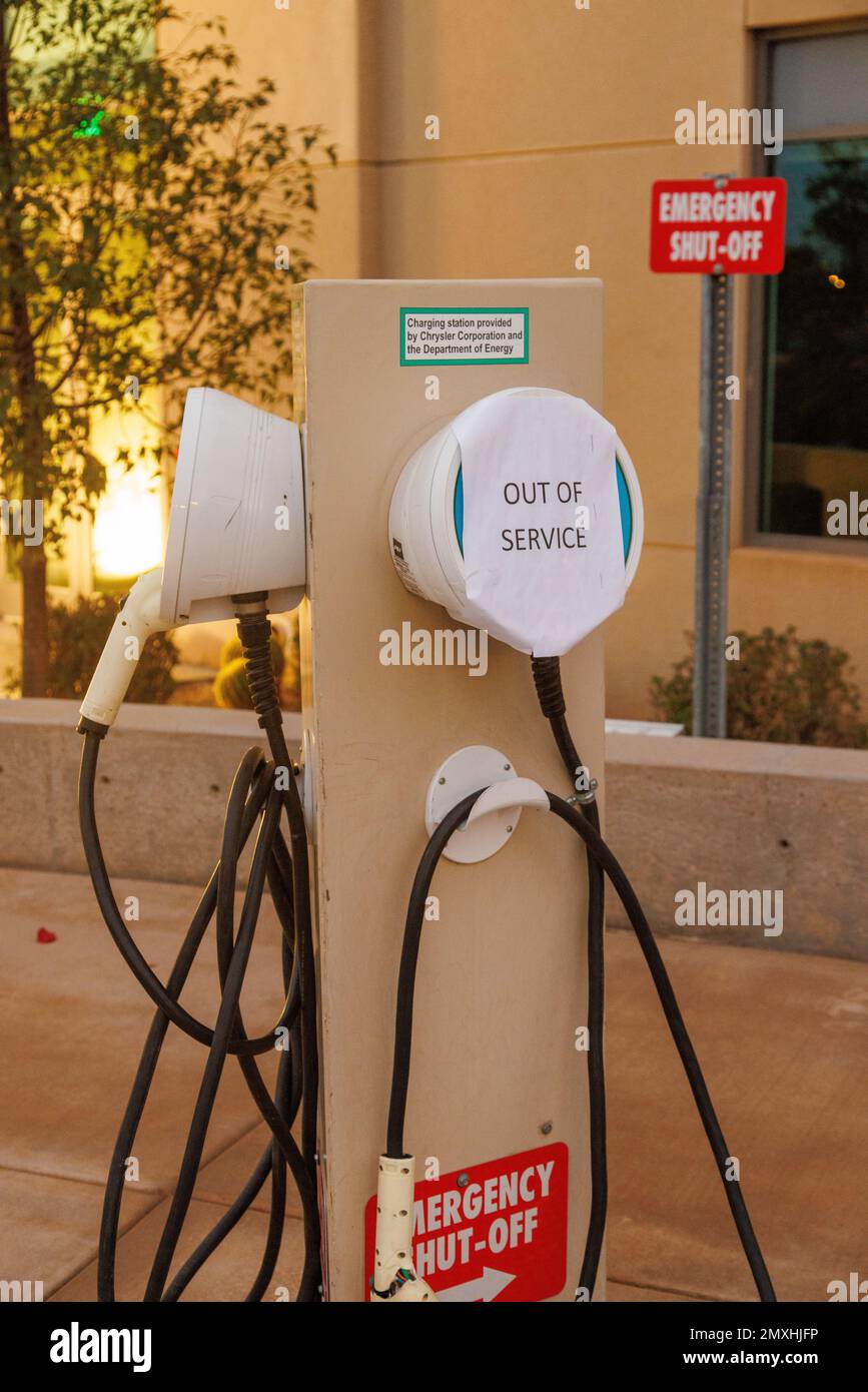 Broken EV Charging Station Stock Photo - Alamy
