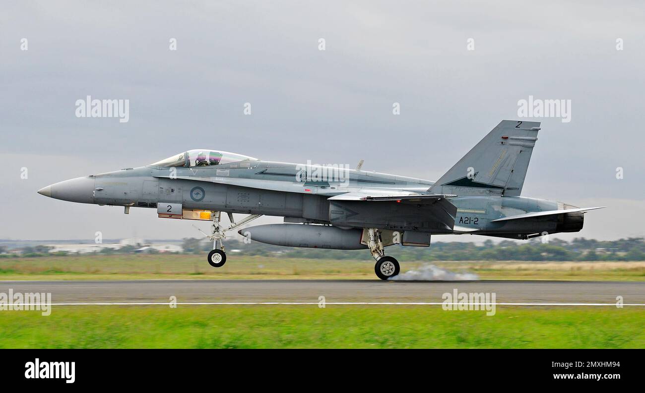 An F-18F against the sky at the Avalon Airshow in Geelong, Australia ...