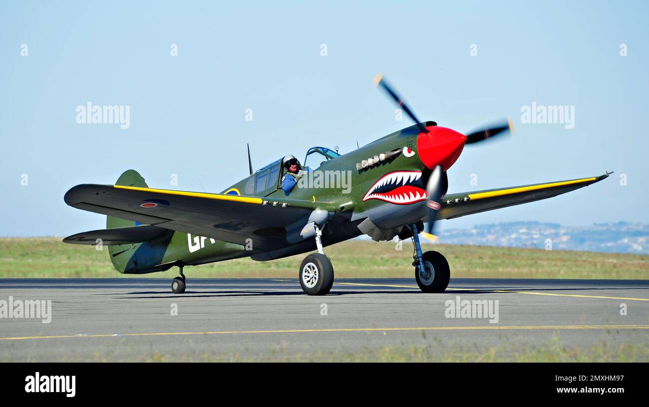 A P-40 against a blue sky at the Avalon Airshow in Geelong, Australia ...