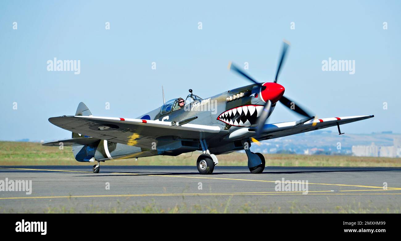 A Spitfire against a blue sky at the Avalon Airshow in Geelong ...