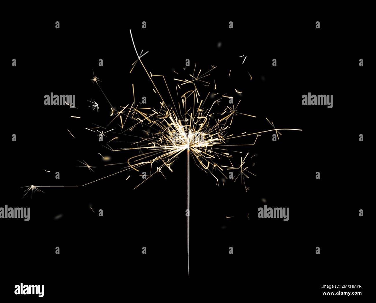 Beautiful sparkler burning on black background. Party decor Stock Photo ...