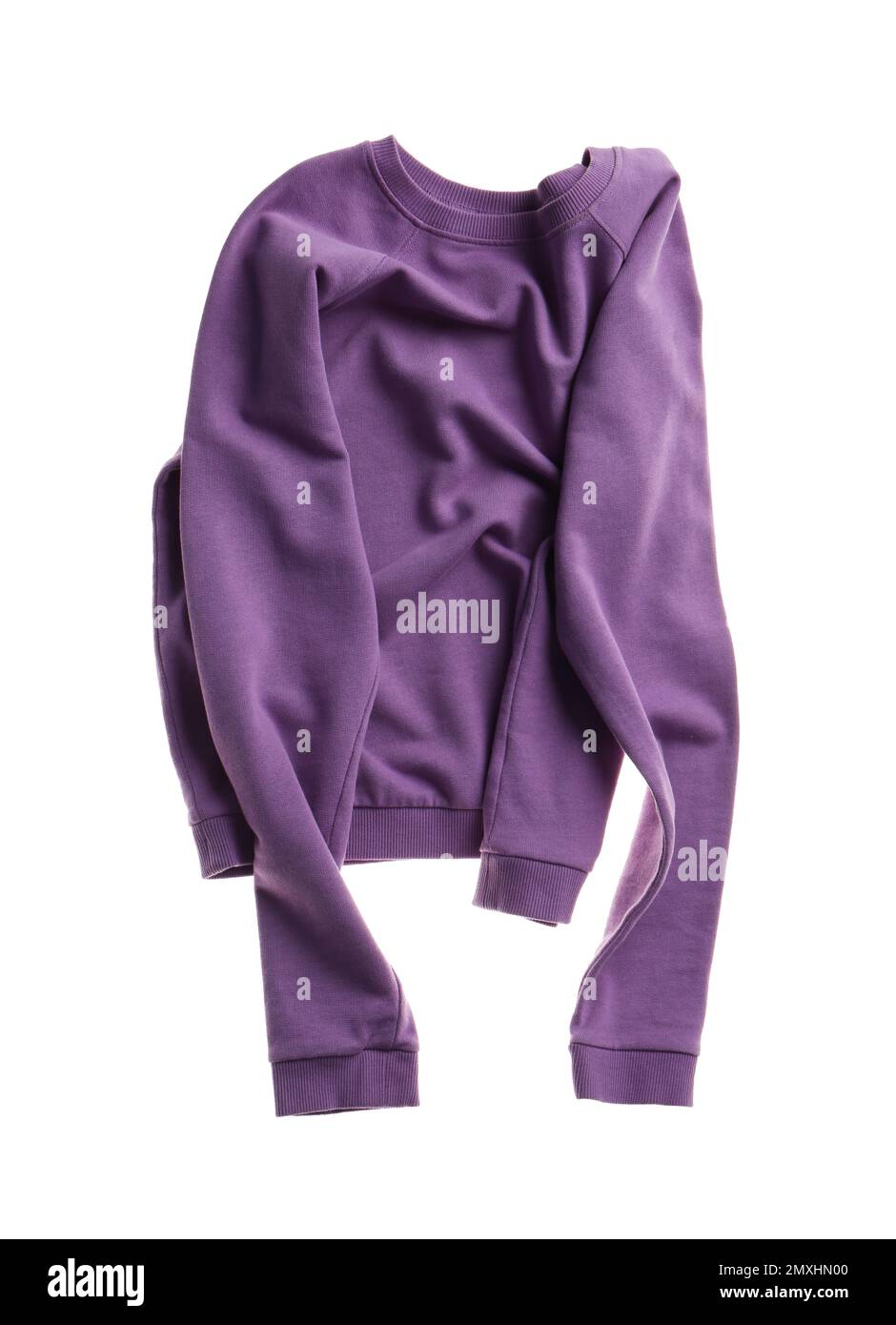 Rumpled purple sweatshirt isolated on white. Messy clothes Stock Photo ...