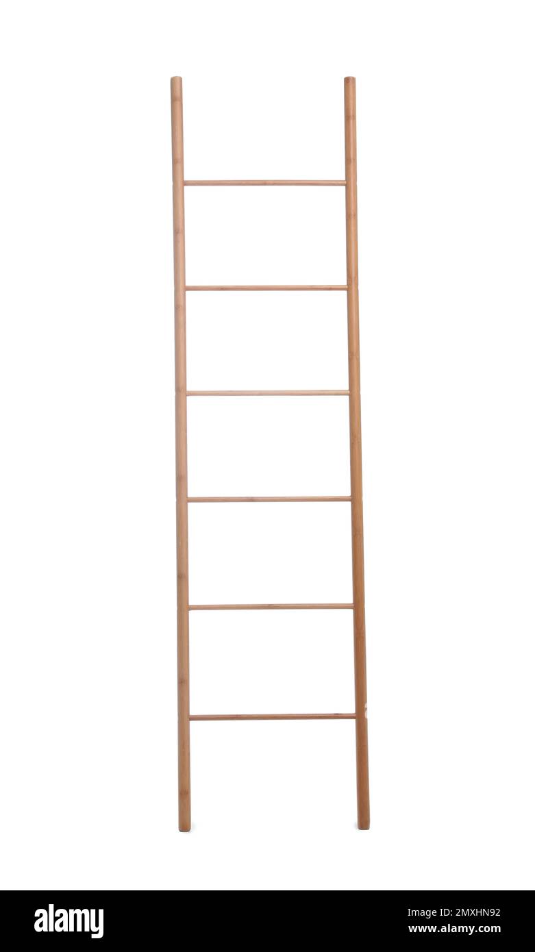 Modern wooden ladder isolated on white. Construction tool Stock Photo ...
