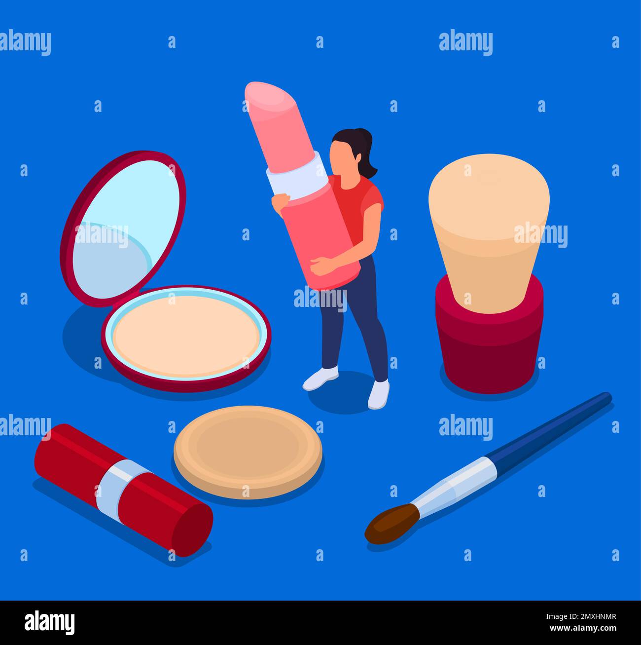 Art and creative professions isometric concept depicting makeup blogger ...