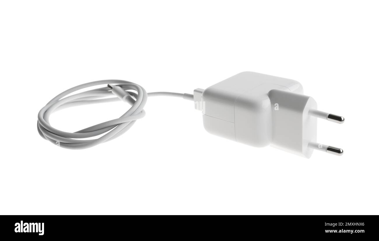 USB charger isolated on white. Modern technology Stock Photo - Alamy
