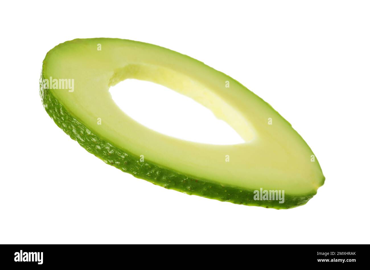 Slice of ripe avocado isolated on white Stock Photo - Alamy