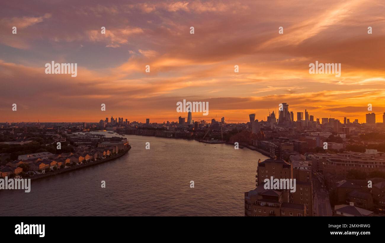An aerial view of London cityscape at sunset Stock Photo - Alamy