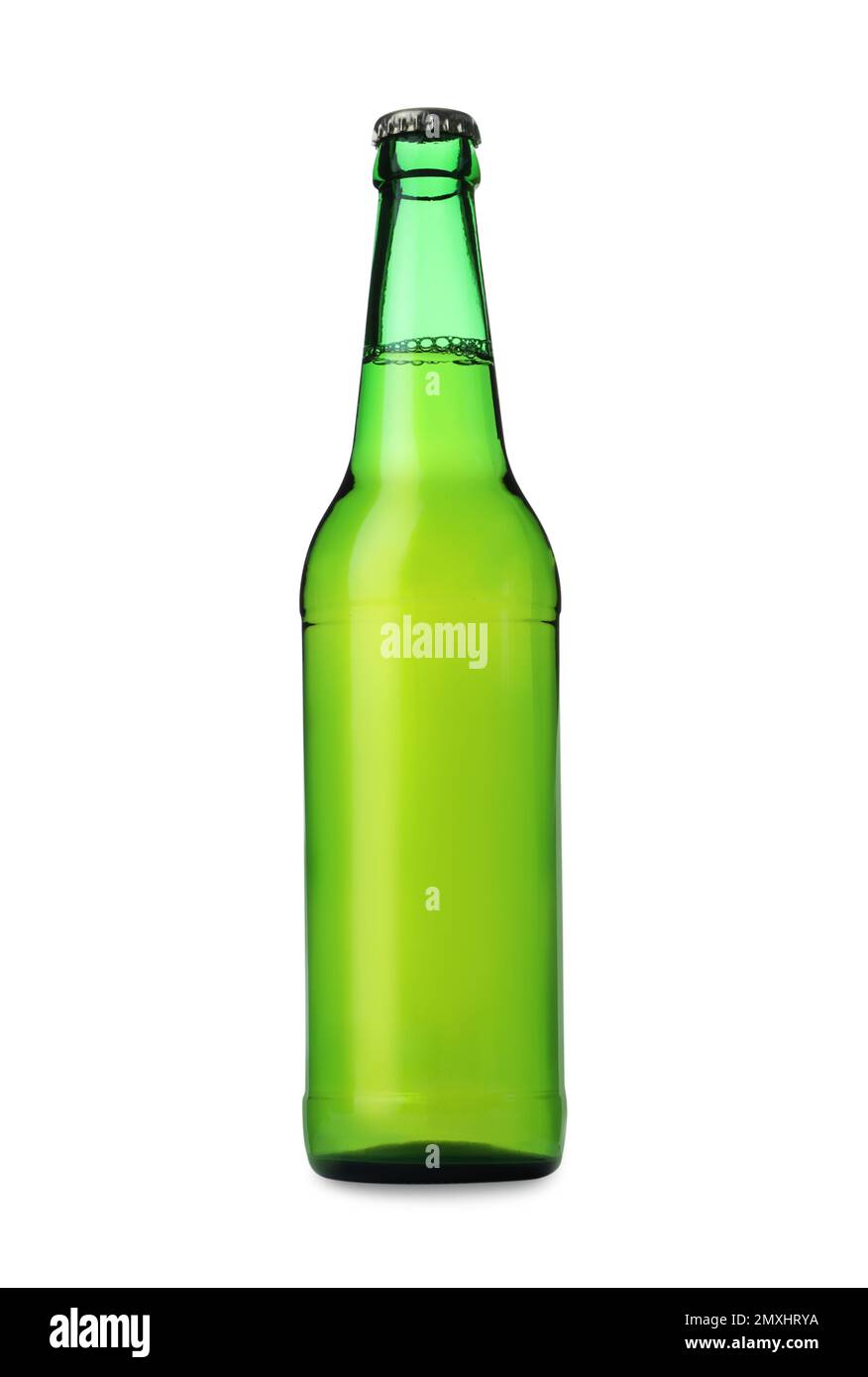 Green bottle of beer isolated on white Stock Photo - Alamy