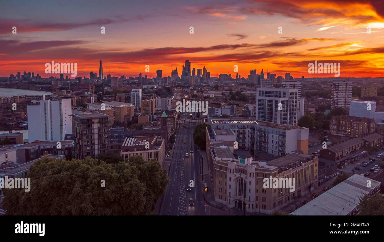 An aerial view of London cityscape at sunset Stock Photo - Alamy