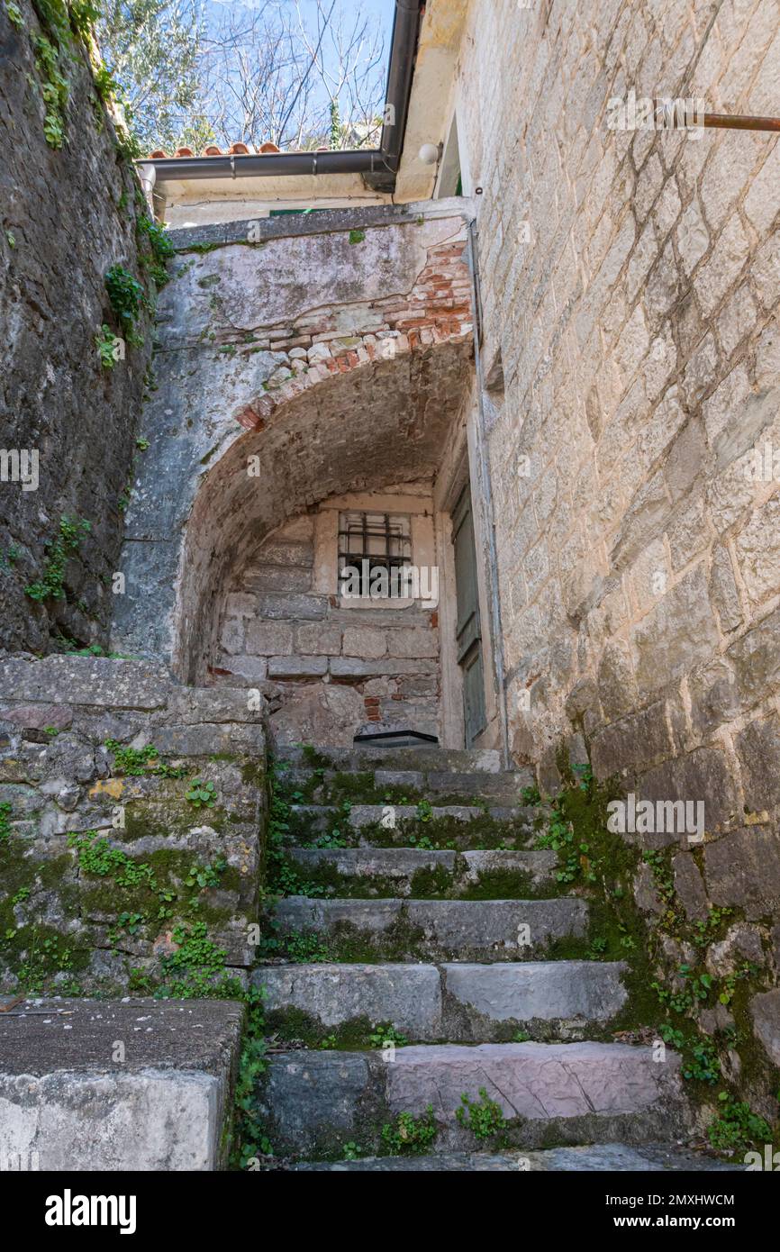 Ancient stone steps in Old Town Kotor, Montenegro Stock Photo - Alamy