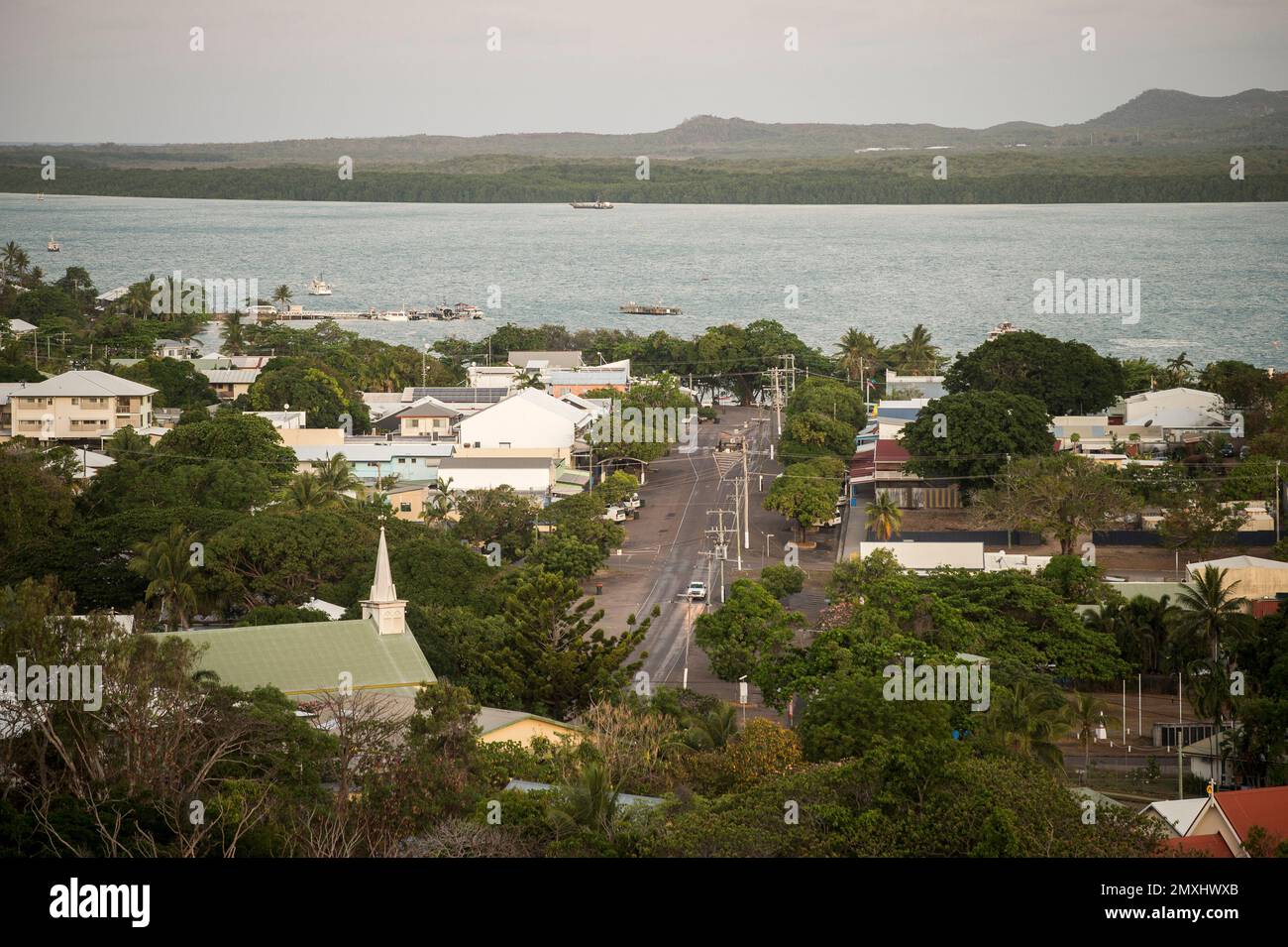 Thursday Island town centre, Douglas Street (main street), housing and ...