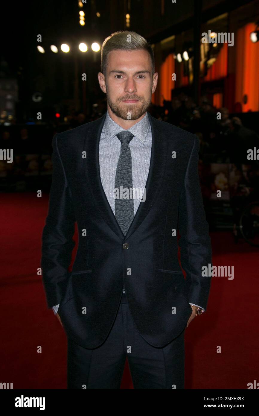Footballer Aaron Ramsey poses for photographers upon arrival at the ...