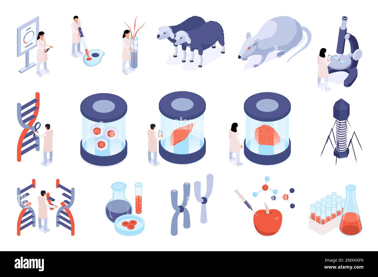 Isometric genetic engineering set with scientific lab tests and ...