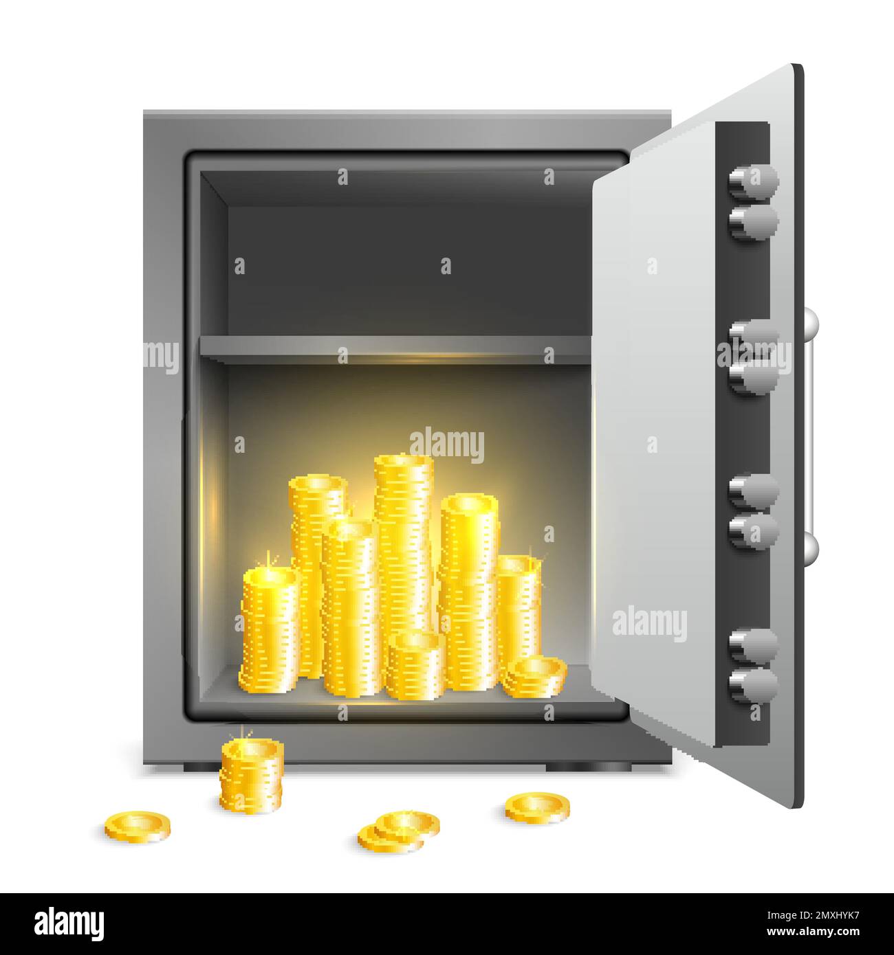 Safe lockers doors concept with security and privacy symbols realistic ...