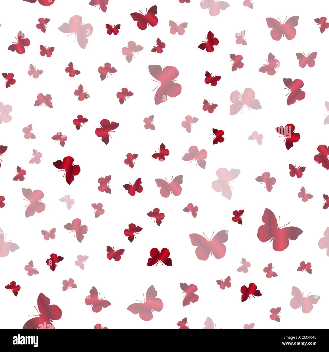 Random seamless pattern with red butterflies silhouettes, vector ...