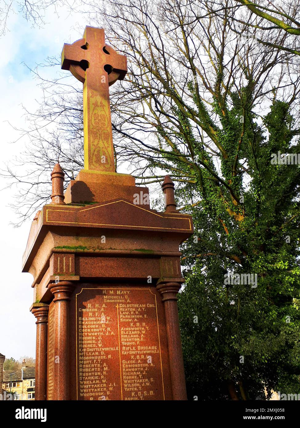 The War Memorial in Padiham memorial Park in Lancashire.Words on the ...