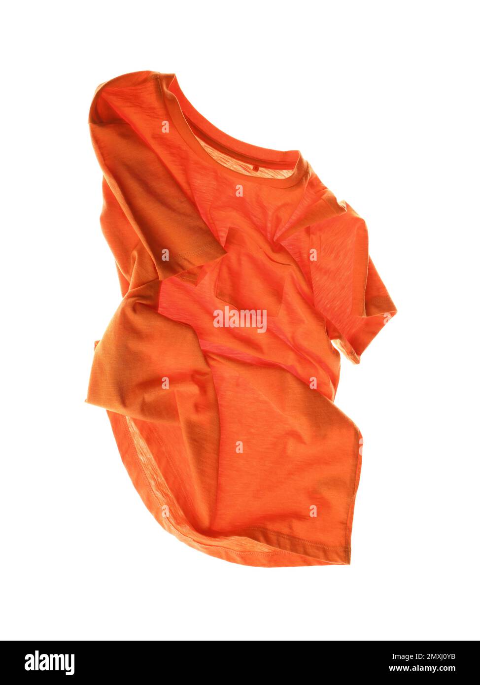 Rumpled orange t-shirt isolated on white. Messy clothes Stock Photo - Alamy
