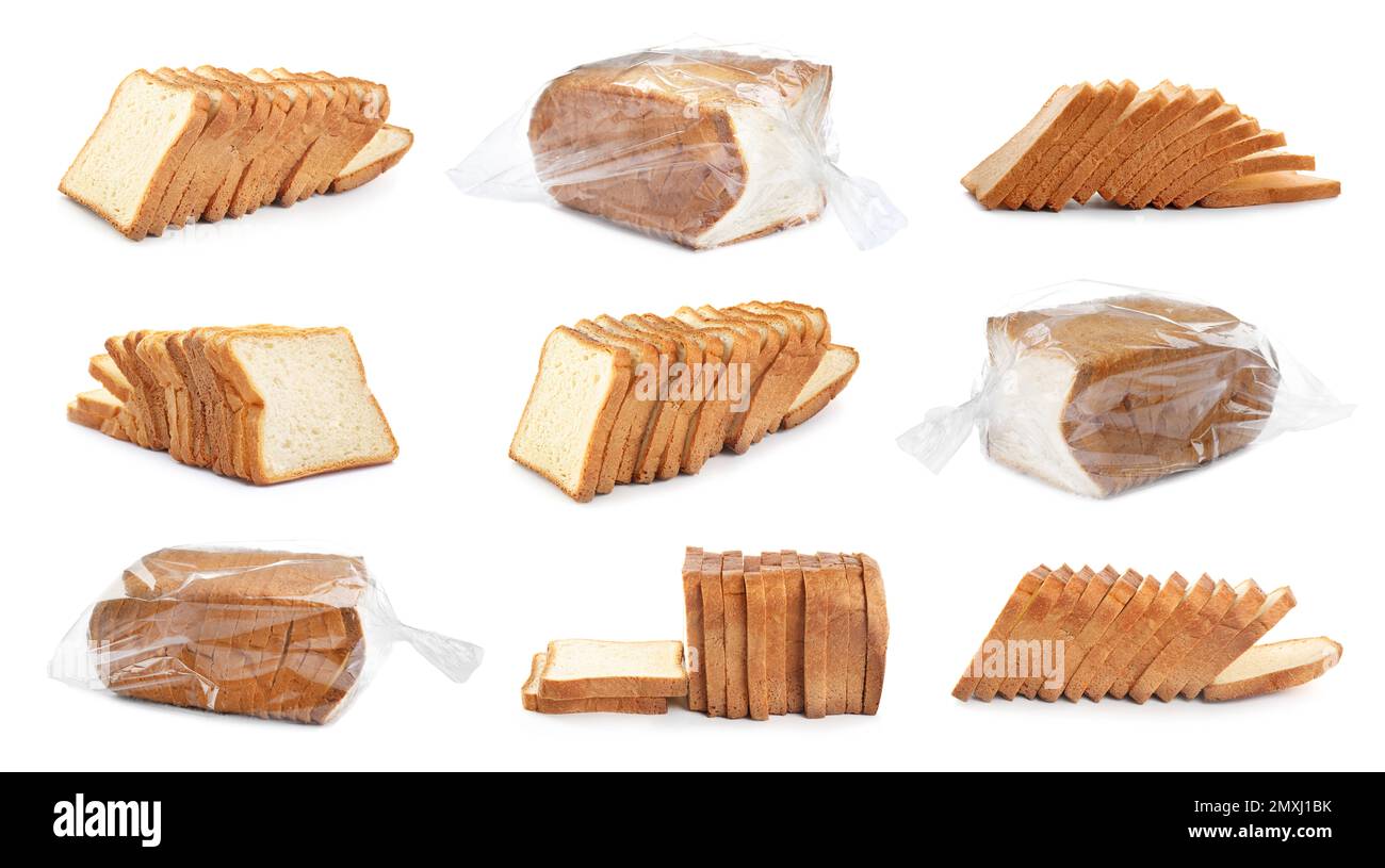 Collection of sliced bread on white background. Banner design Stock ...