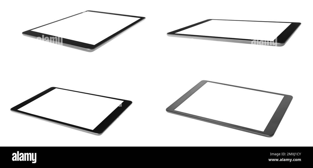 Set of tablet computers on white background. Banner design Stock Photo ...